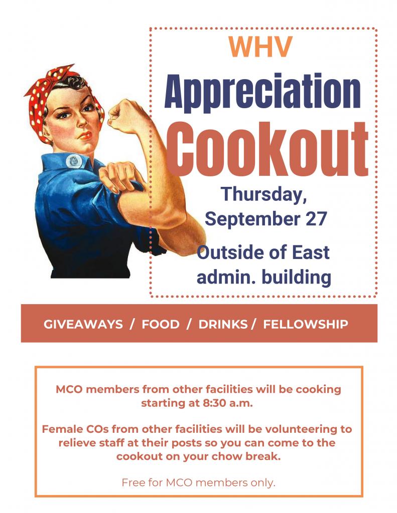 WHV members, join us for an appreciation cookout Thursday! – MCO